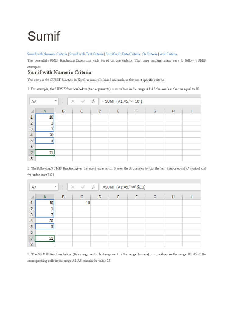 Sumif Tutorial | PDF