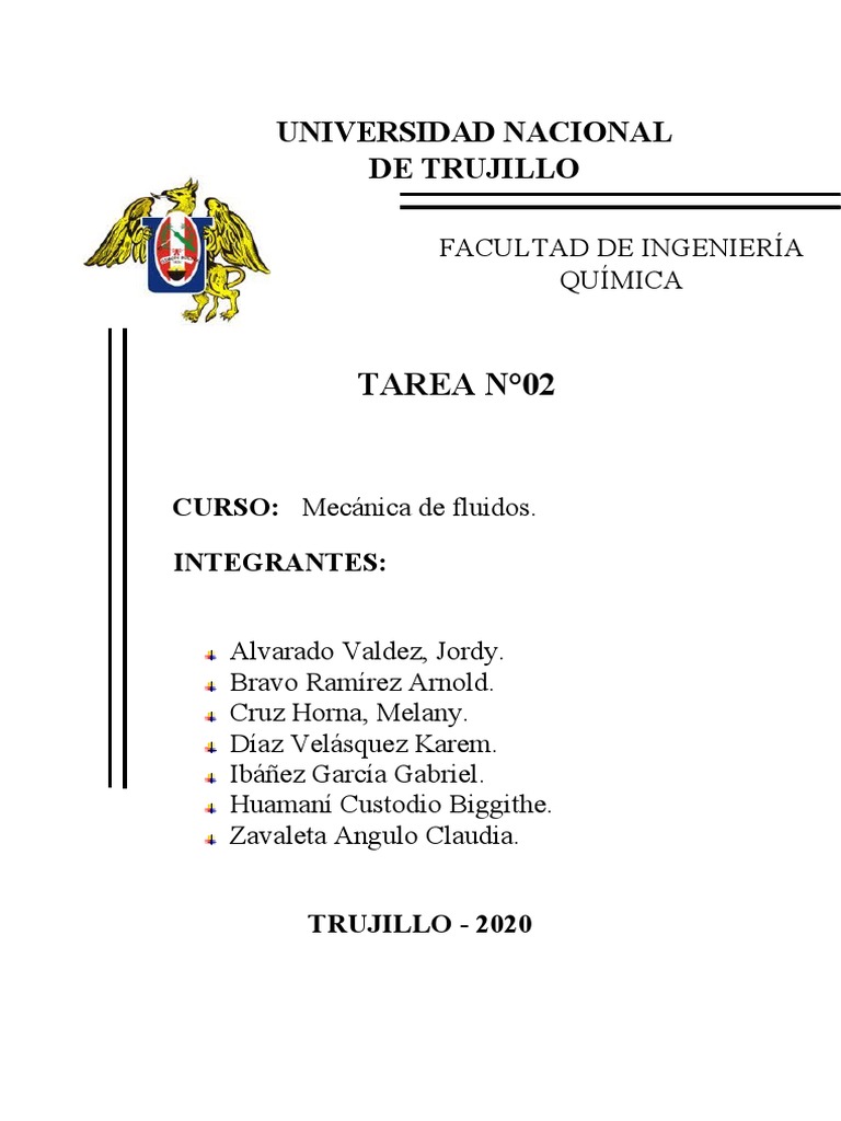 Tarea N°02 - Mecanica de Fluidos. | PDF | Mecánica de fluidos | Materia suave