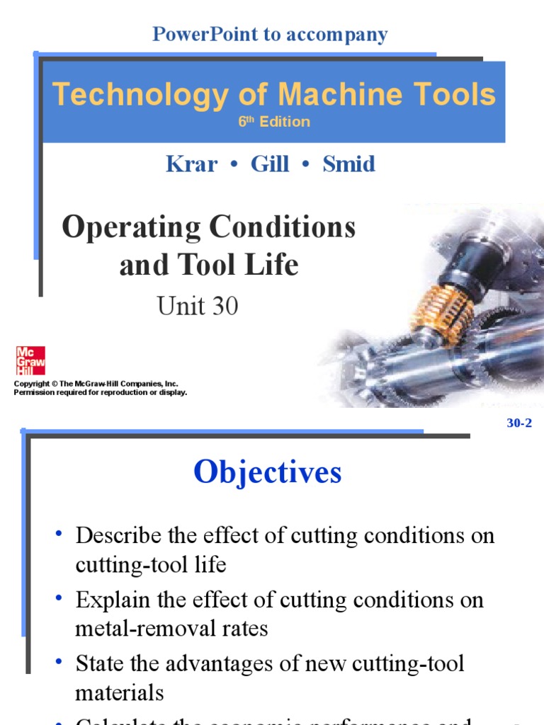 Technology of Machine Tools: Operating Conditions and Tool Life | PDF ...