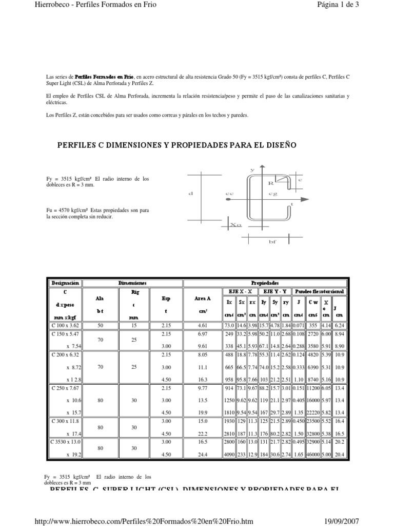 Perfiles C | PDF | Ingeniería estructural | Acero