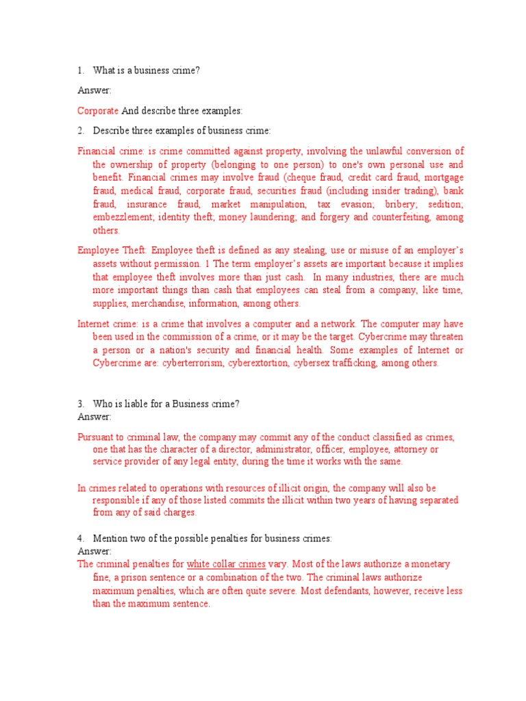 Examples of Business Crimes Explained | PDF | Fraud | Cybercrime