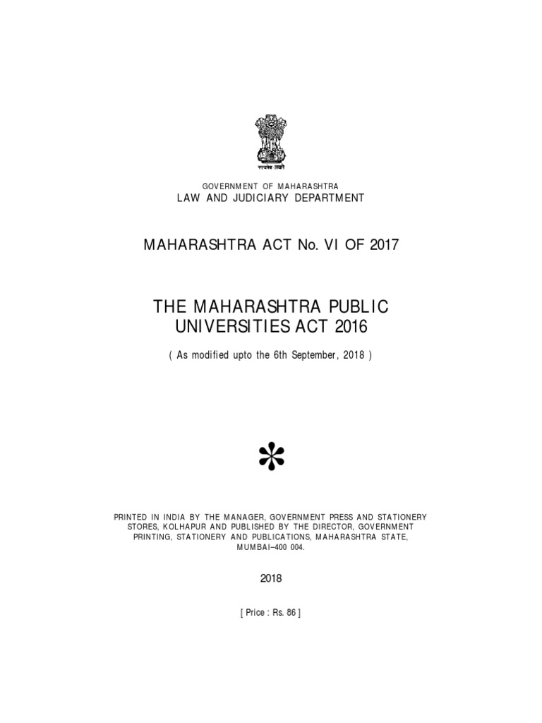 Maharashtra Public Universities Act 2016 | PDF | College | Academic Degree