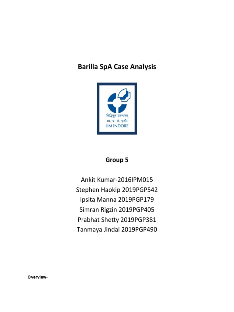 Case-Barilla SpA Group 5 | PDF | Pasta | Inventory