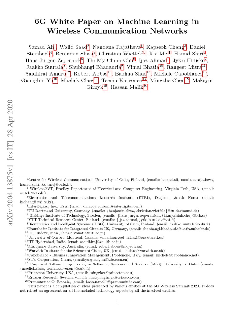 6G Whitepaper WS | PDF | Deep Learning | Artificial Neural Network