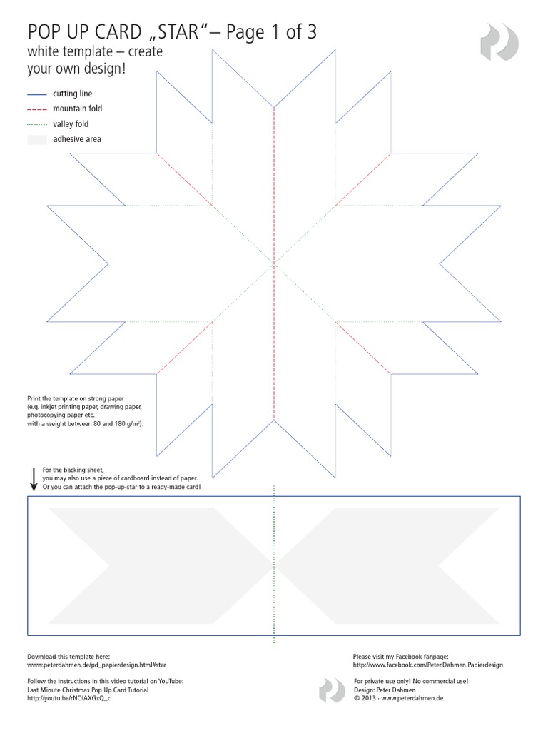 Star Pop Up Card Template PDF | PDF | Paper | Art Media