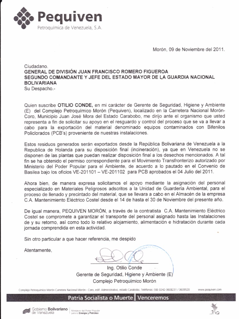 Exportación de Residuos de Pequiven Morón | PDF | Venezuela | Residuos