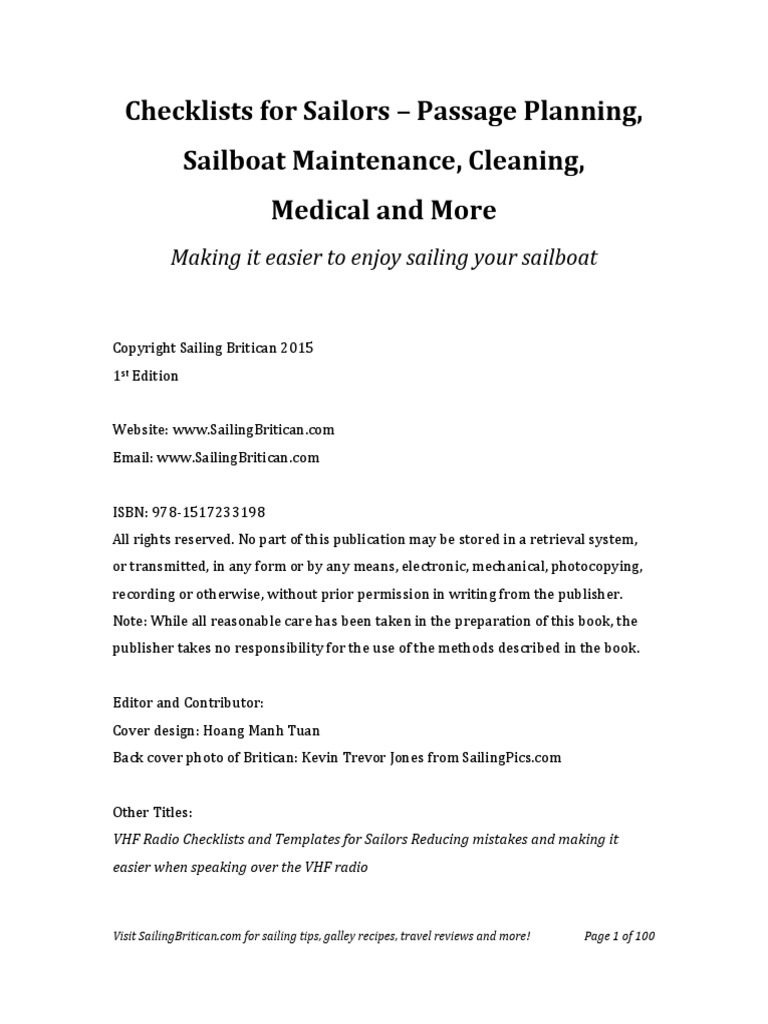 Sailing Full Sail Checklist | Download Free PDF | First Aid | Books