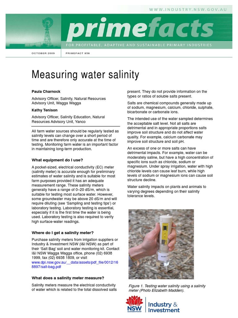Measuring Water Salinity: Paula Charnock | PDF | Salinity | Water