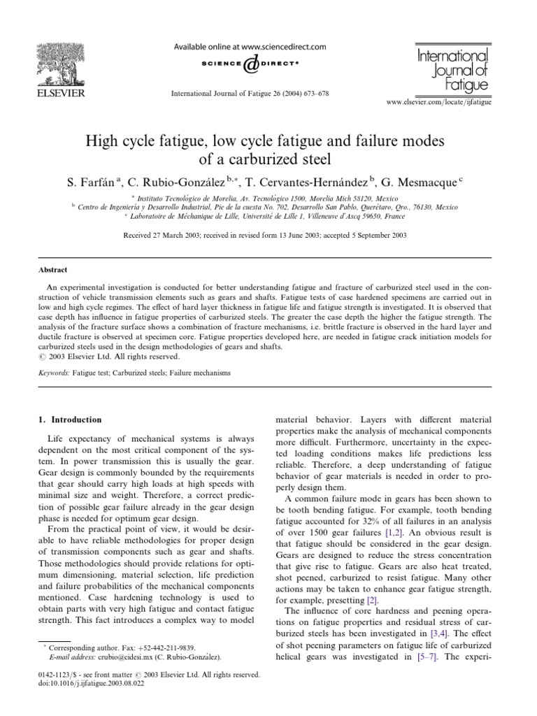 High Cycle Fatigue, Low Cycle Fatigue and Failure Modes of A Carburized ...