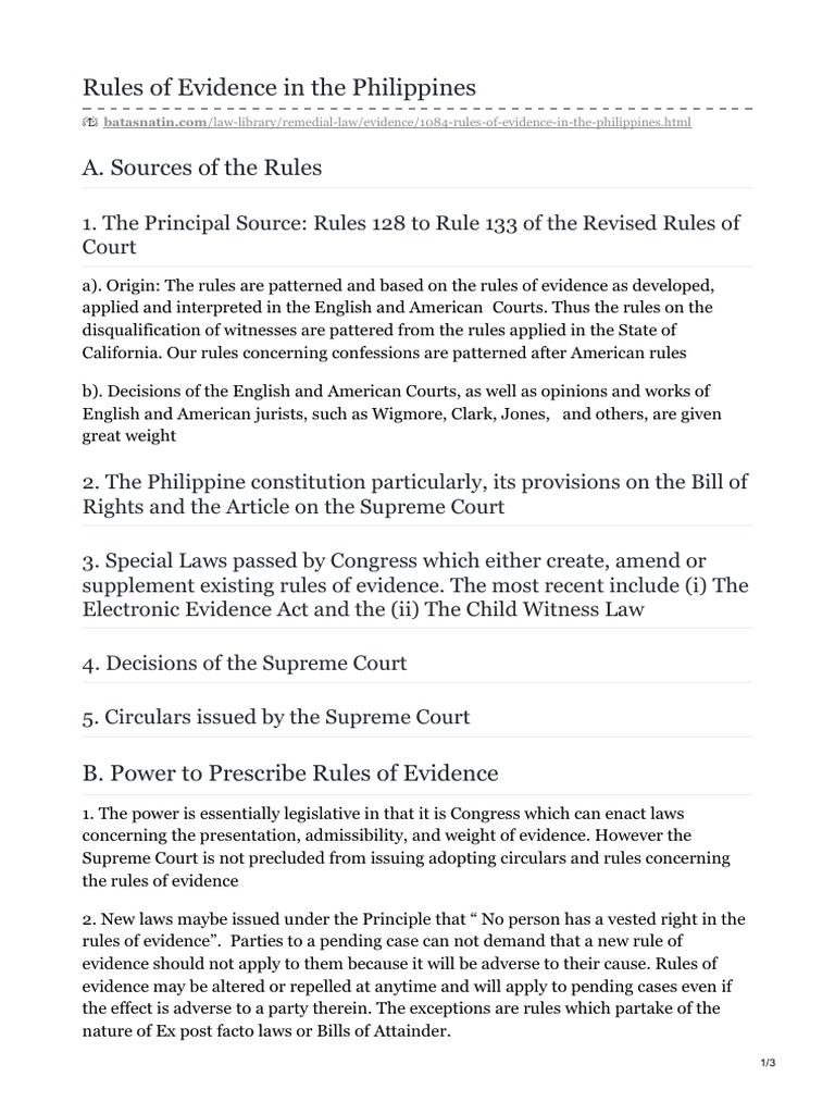 Rules of Evidence in The Philippines | PDF | Evidence (Law) | Justice