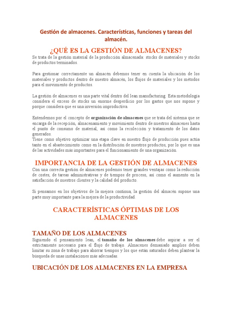 Gestión de Almacenes | PDF | Almacén | Lean Manufacturing