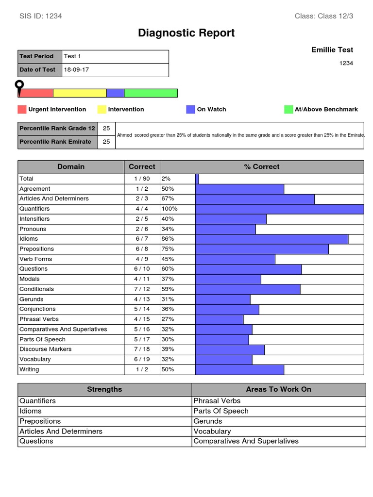 Diagnostic Report PDF | PDF | Part Of Speech | Grammar