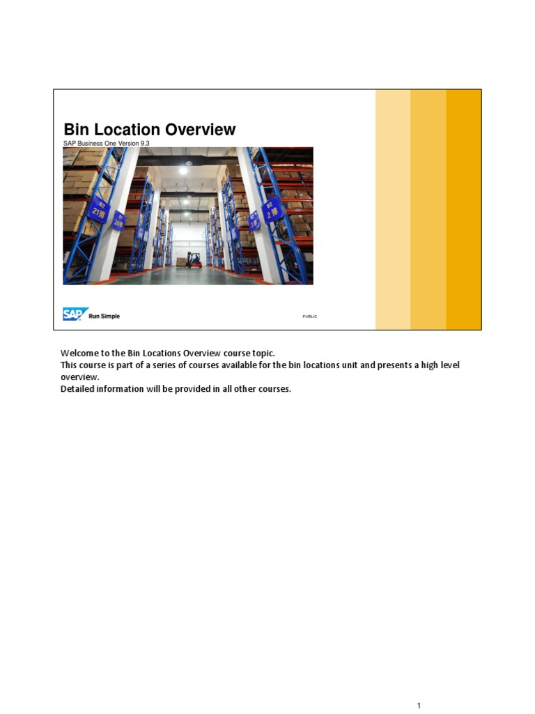 93 BinLoc 11 Overview Overview | PDF | Receipt | Warehouse