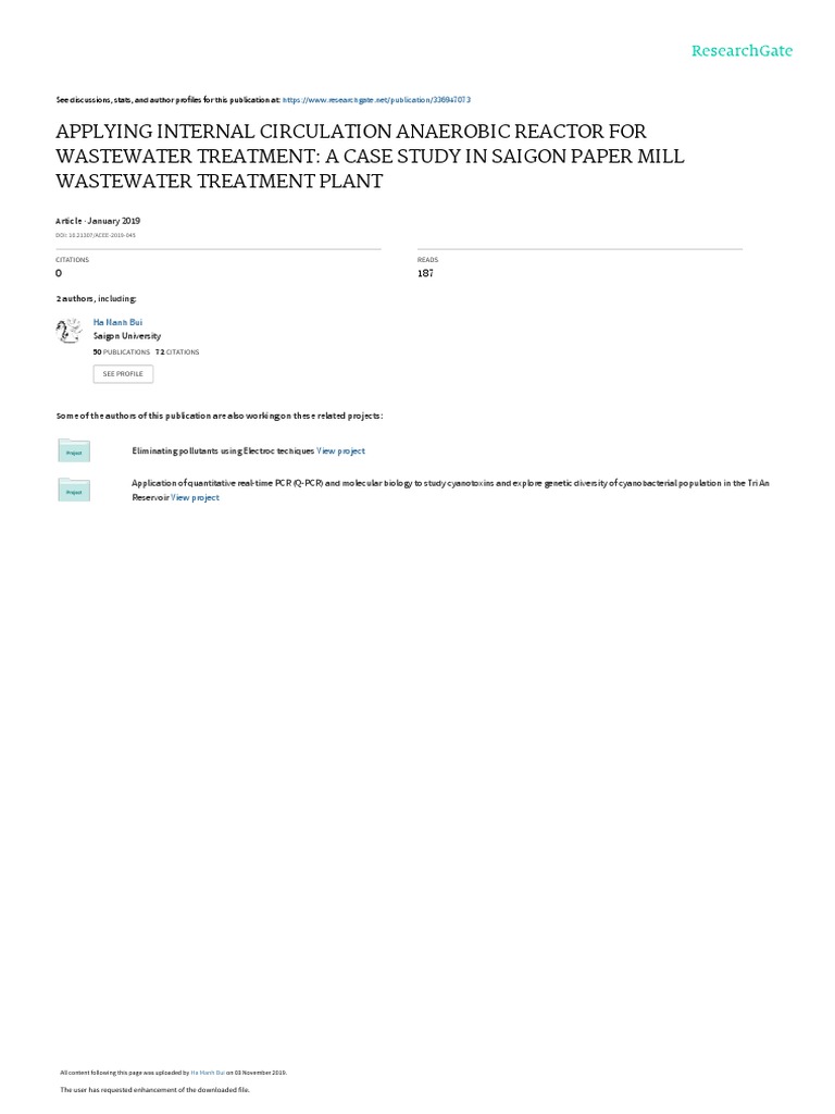 Applying Internal Circulation Anaerobic Reactor Fo | PDF | Anaerobic ...