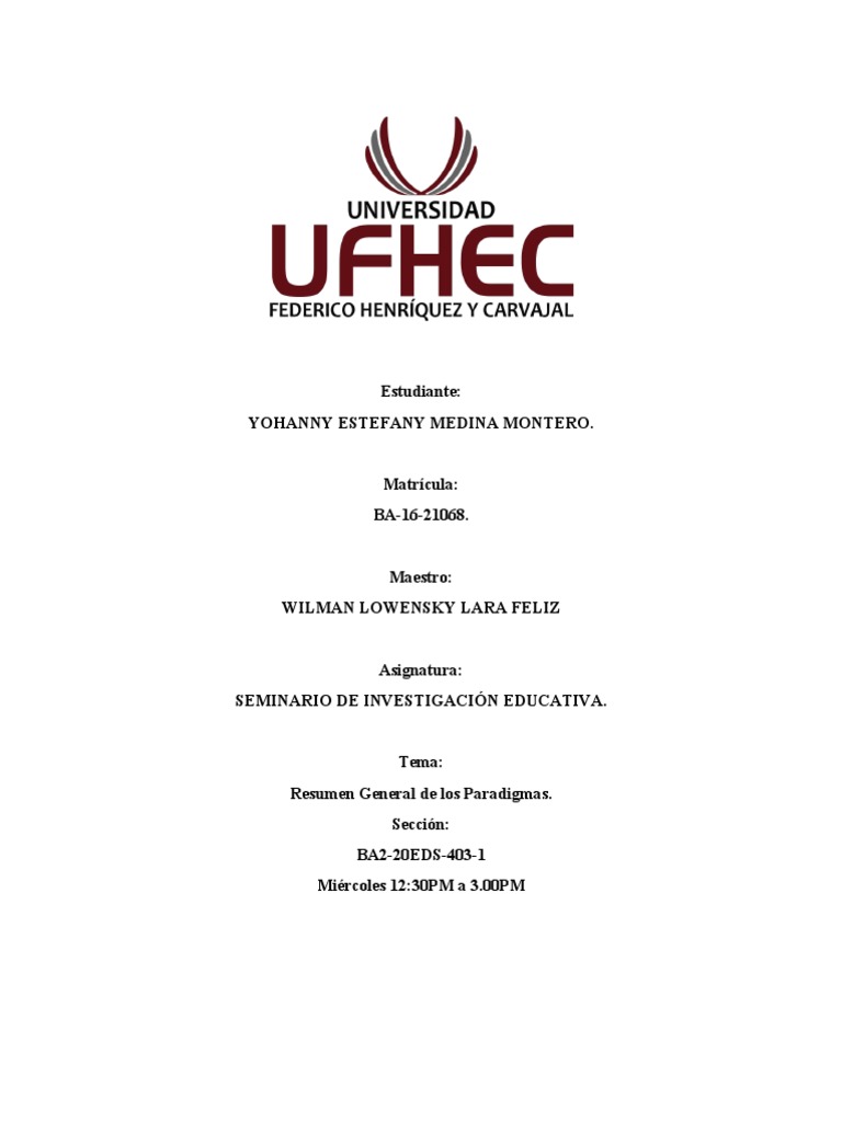 Resumen General de Los Paradigmas. | PDF | Paradigma | Filosofía ...