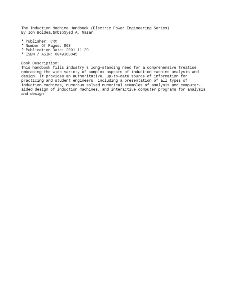 Comprehensive Induction Machine Handbook | PDF