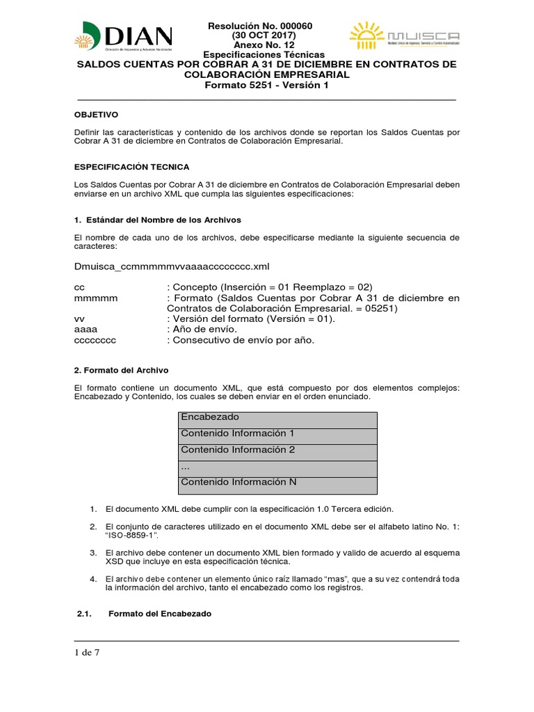 5251-Anexo - 12 - Formato - 5251 - v1 - CXC Colaboración Empresarial | PDF | Xml | Datos de ...