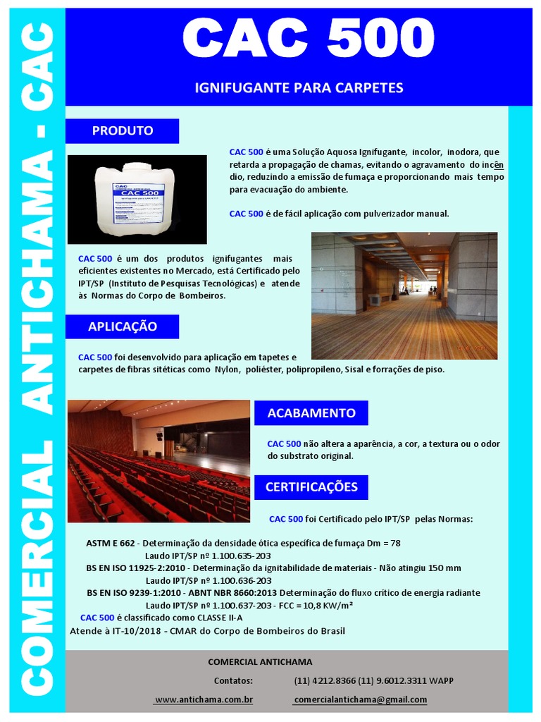 CAC-500 Ignifugante para Carpetes | PDF | Natureza | Produtos químicos