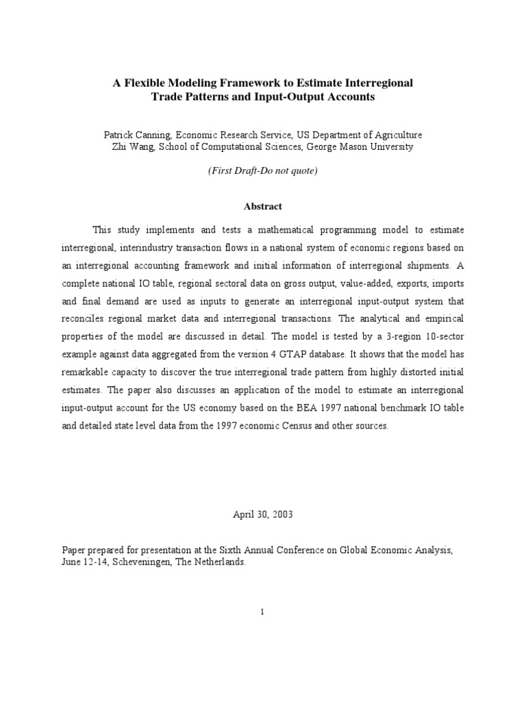 Estimating Inter Regional Trade Patterns | PDF