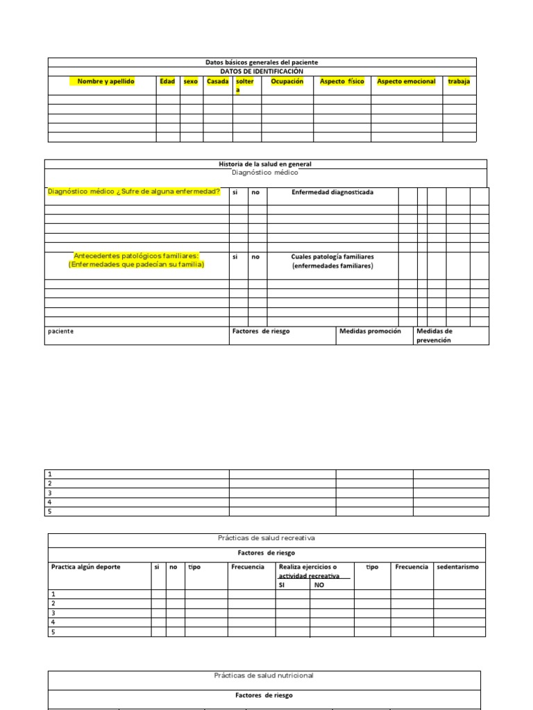 Datos Básicos Generales Del Paciente | PDF