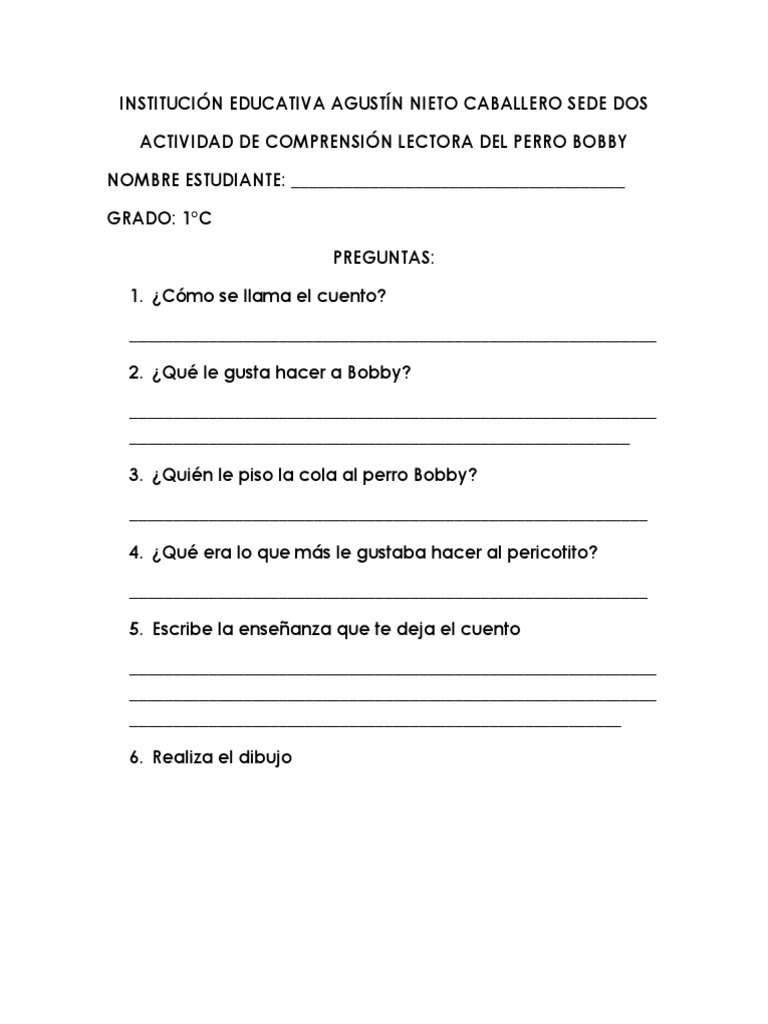 Comprensión Lectora El Perro Bobby PDF | PDF