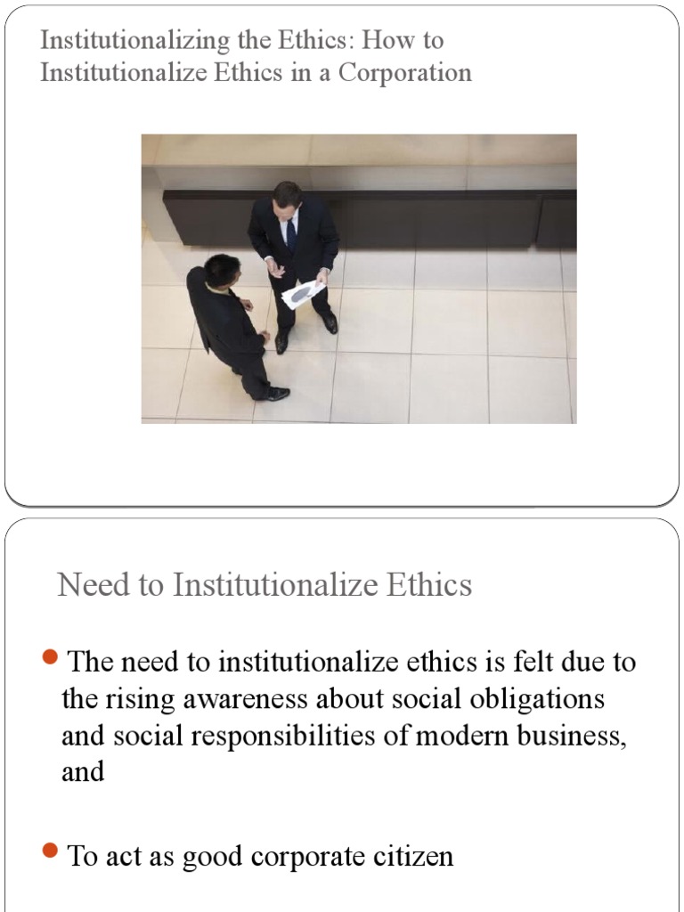 Institutionalizing The Ethics - Revised | PDF | Power (Social And ...