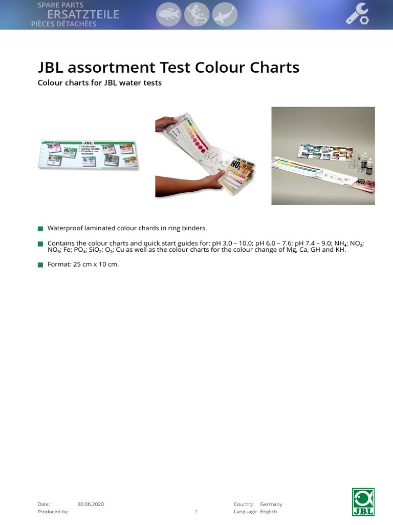 JBL Water Test Colour Chart Kit Provides Visual Indicators for Aquarium ...