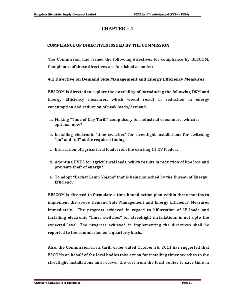 BESCOM Directives Compliance | PDF | Automation | Power Supply