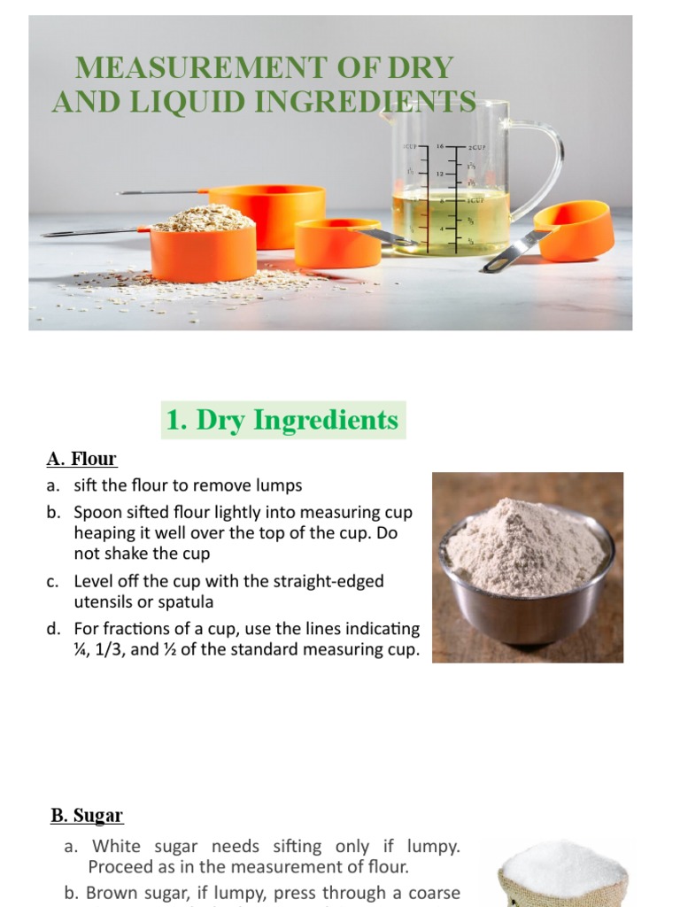 BPP - Measurement of Dry and Liquid Ingredients | PDF | Flour | Cooking