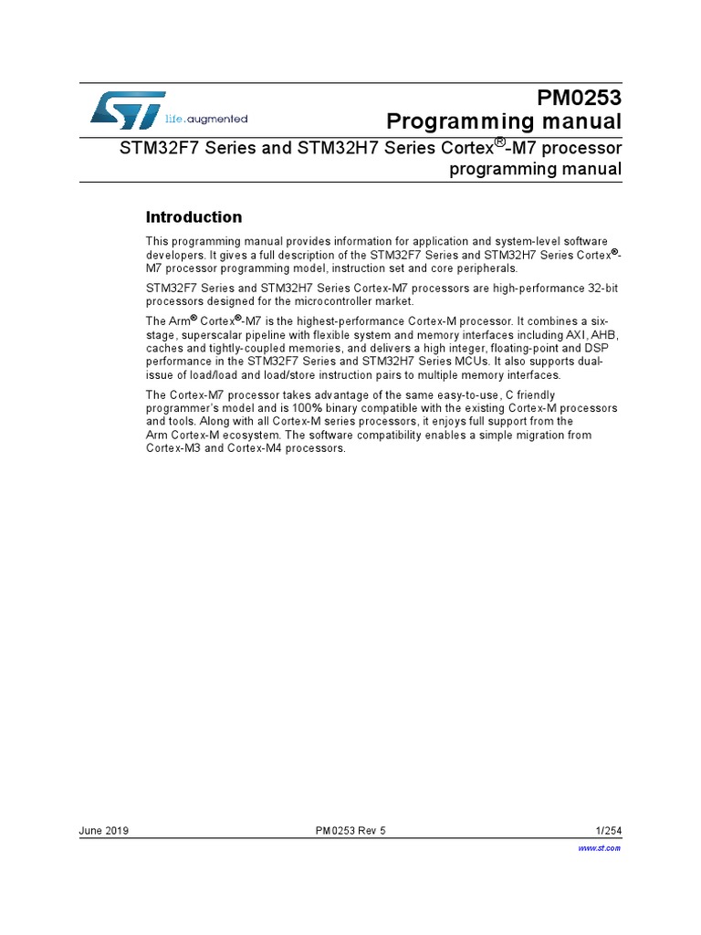Dm00237416 Stm32f7 Series And Stm32h7 Series Cortexm7 Processor Programming Manual