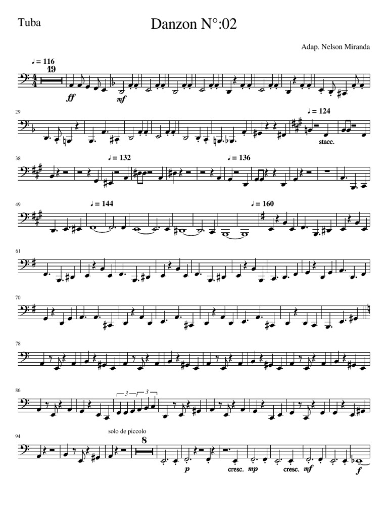 Danzon N°:02: Adap. Nelson Miranda 116 | PDF