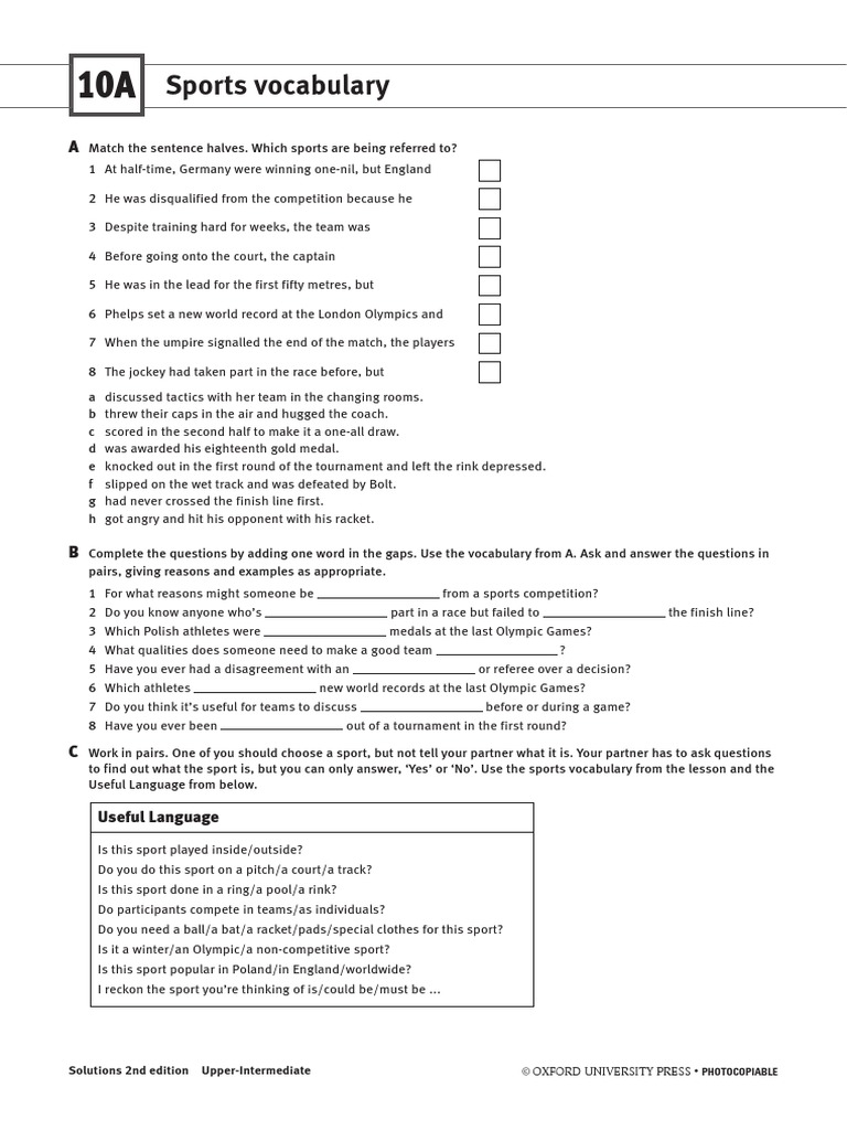 Classroom Activity 10a PDF | Download Free PDF | Sports | Leisure