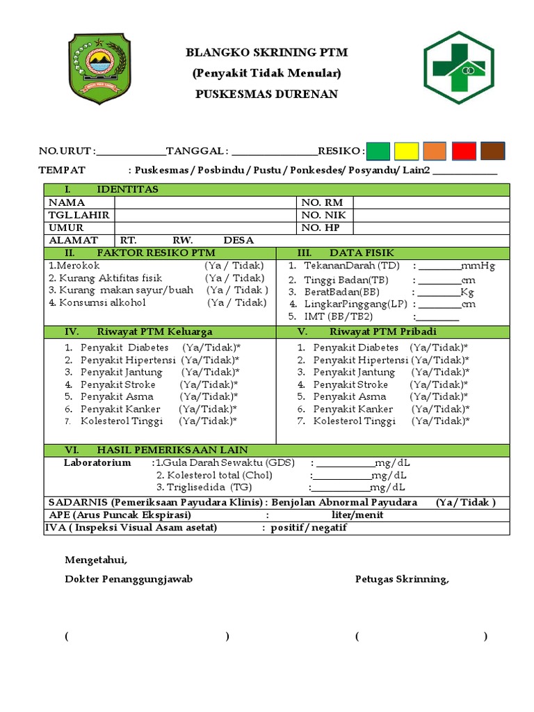 Blangko Skrining PTM | PDF