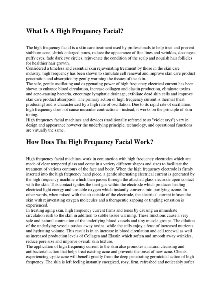 High Frequency Facial Benefits Explained | PDF | Skin | Skin Care