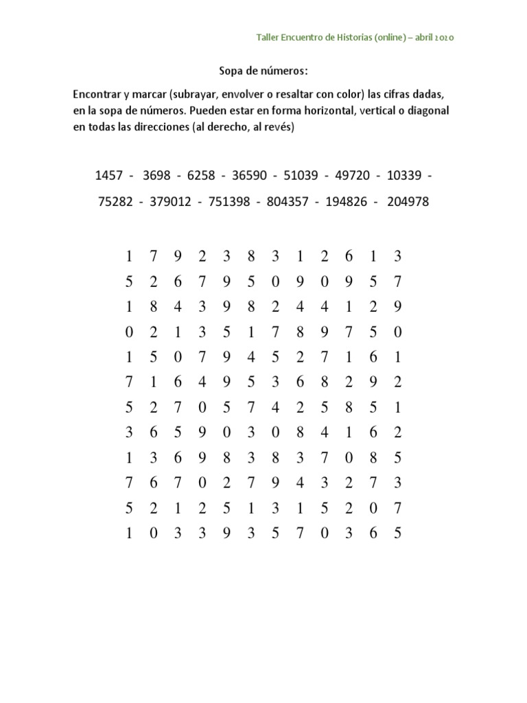 3.sopa Numerica y Contar Simbolos | PDF