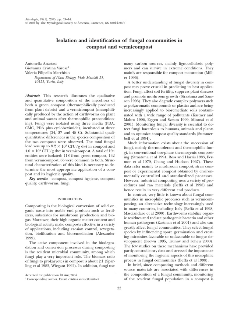 Isolation Identification Fungi Compost | PDF | Fungus | Compost