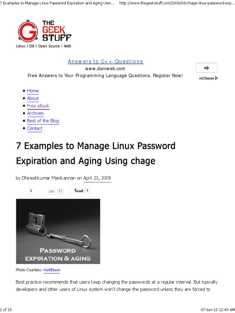 Examples To Manage Linux Password Expiration Pdf Pdf Superuser