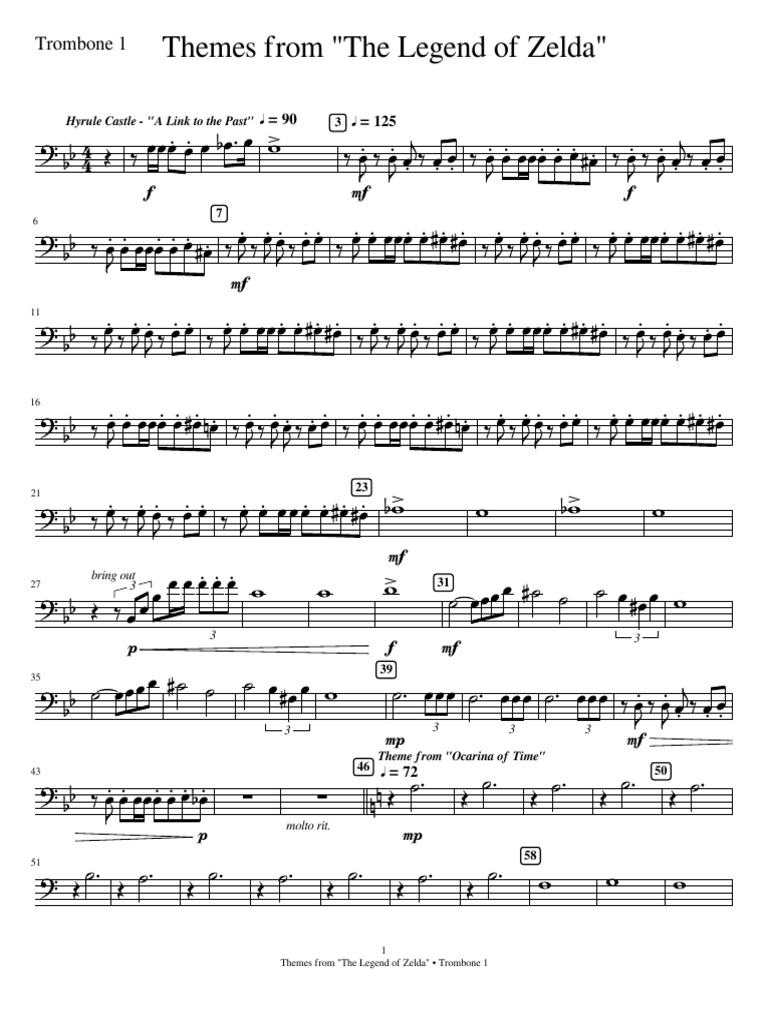 Themes From "The Legend of Zelda": Trombone 1 | PDF | Elements Of ...
