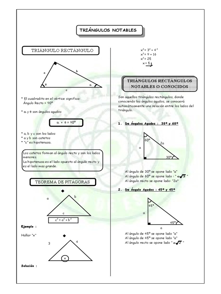 Triángulos Notables | PDF | Triángulo | Geometría euclidiana