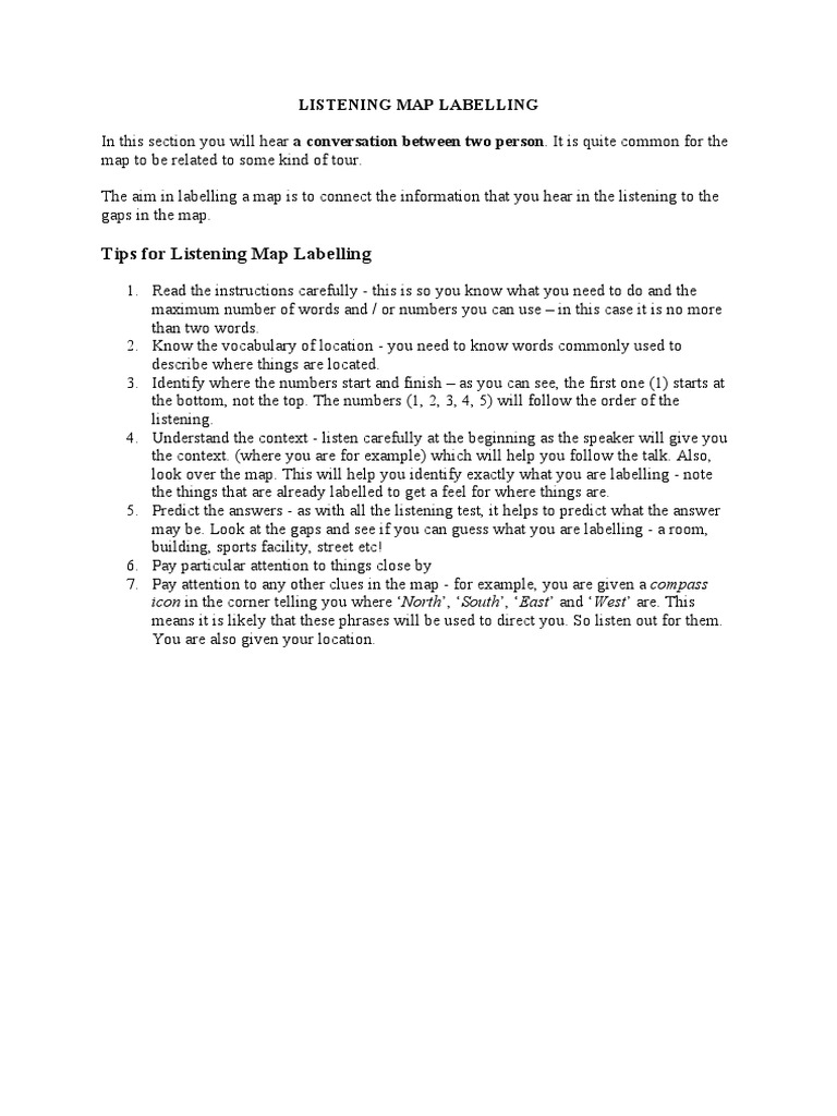 Listening Map Labelling | PDF | Language Arts & Discipline