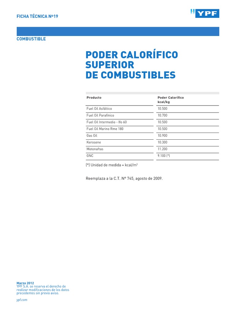 Poder Calorifico Combustibles PDF | PDF