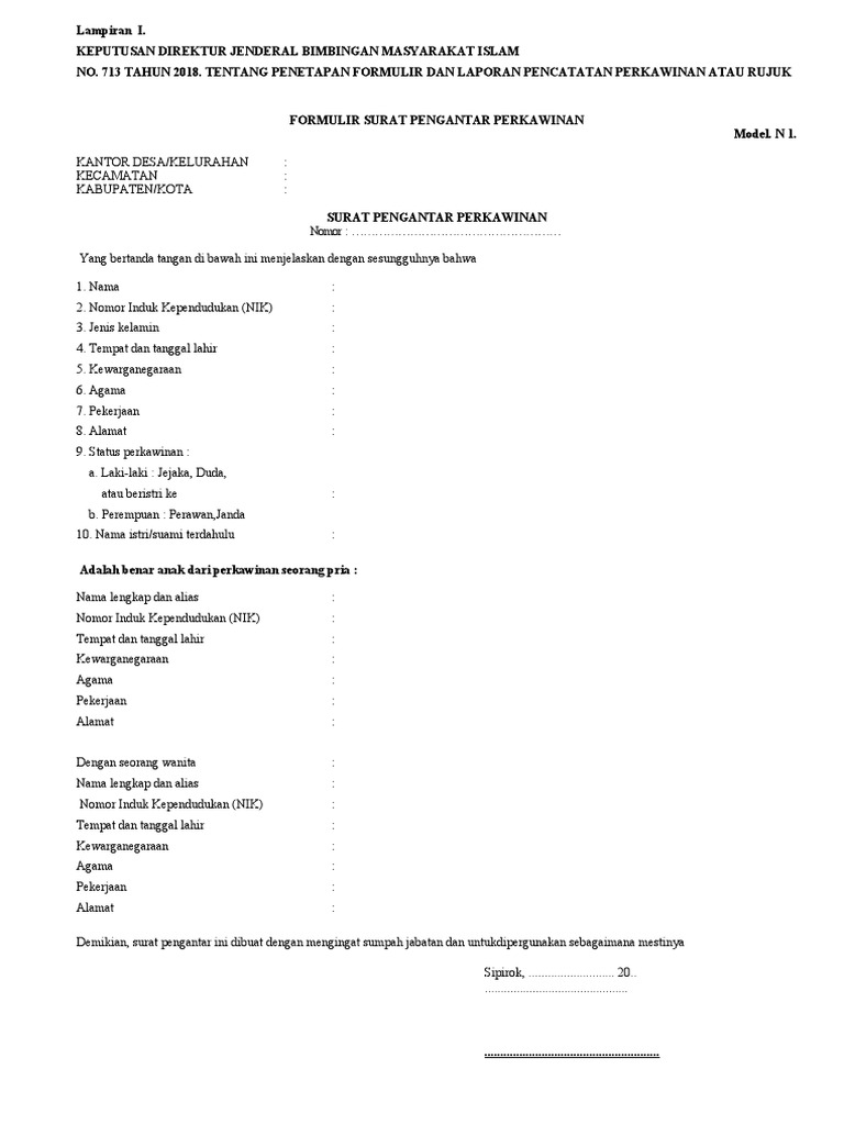 Formulir Perkawinan N1 N2 | PDF | Hukum