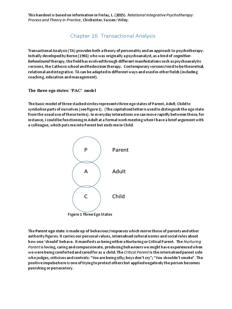 Chapter 16 Transactional Analysis: P Parent | PDF | Psychotherapy ...