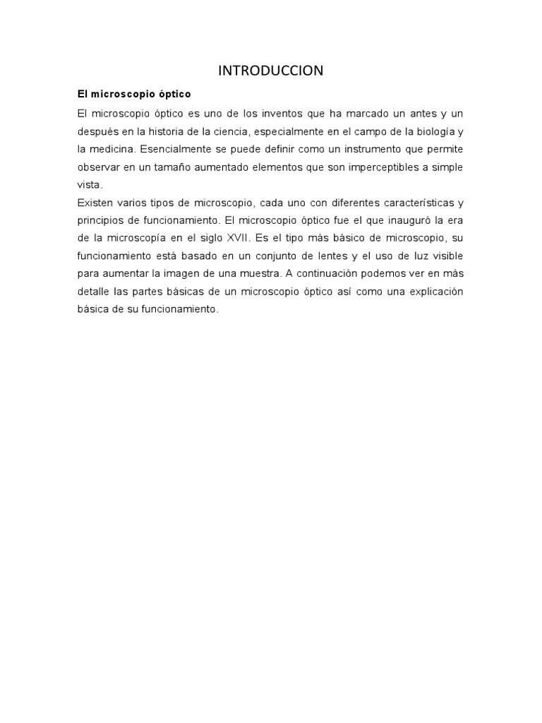 Informe de Microscopio | PDF | Microscopio | Óptica