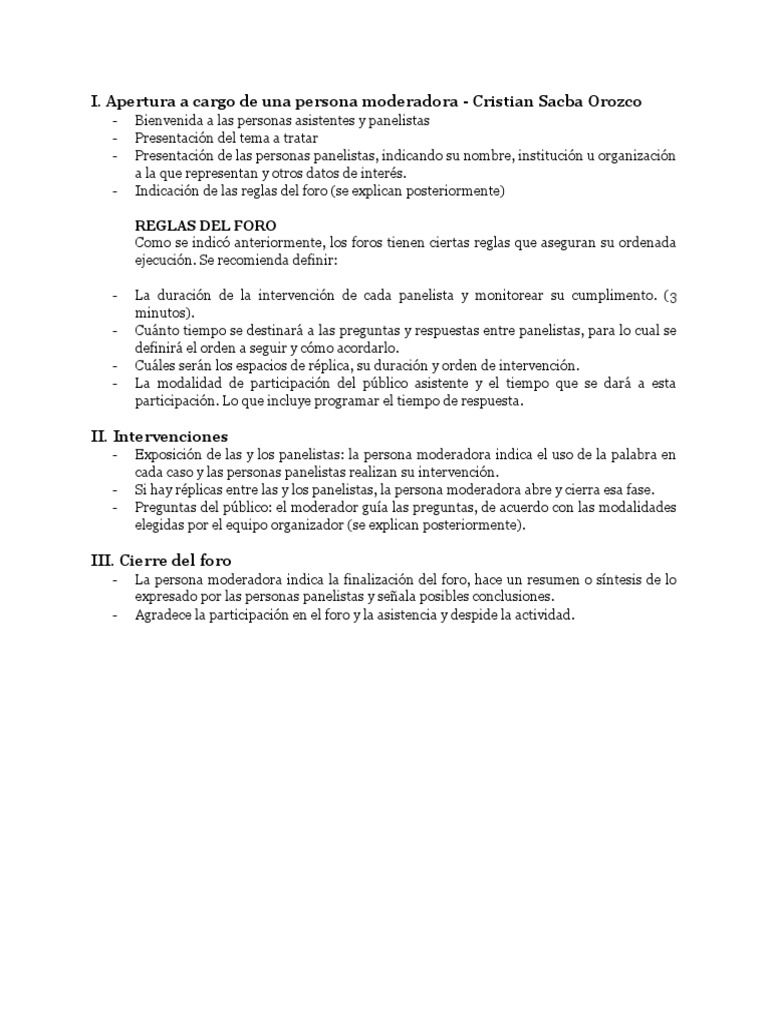 Reglas para El Foro | PDF