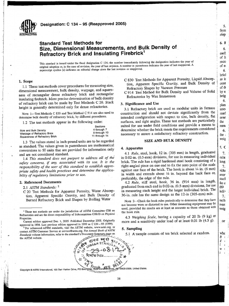 Astm C - 134 - 2005 PDF | PDF