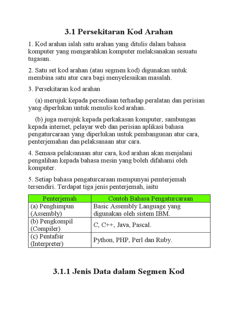 Ting2 3.1 Persekitaran Kod Arahan | PDF