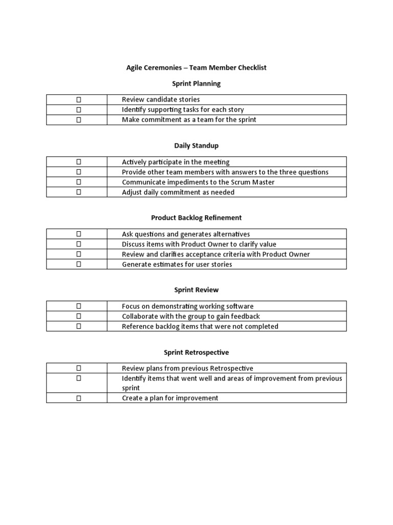 Ceremony Checklist-Team Member | PDF