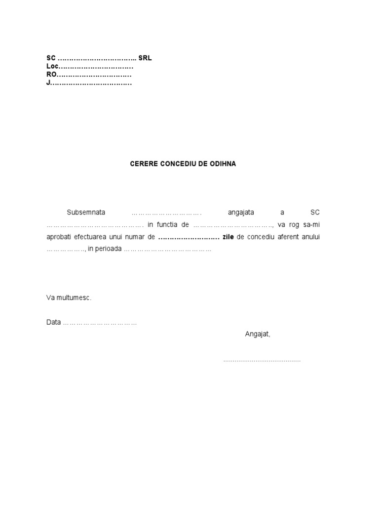 Cerere de Concediu | PDF