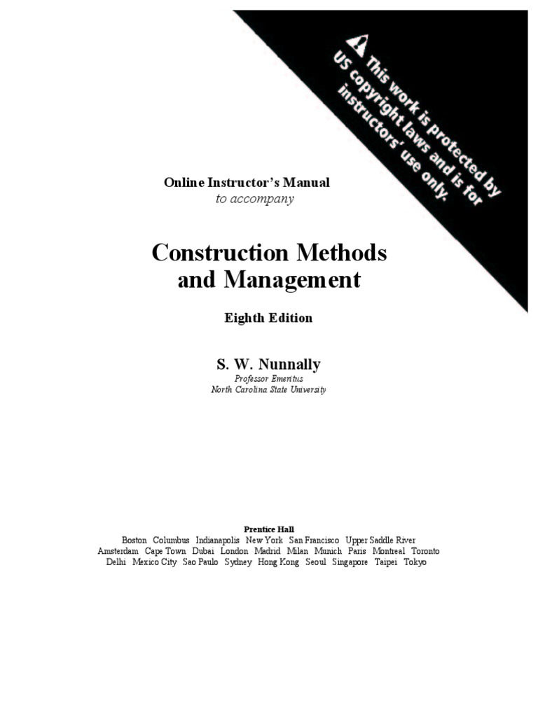 Solution Manual Construction Methods and Management 8th Edition ...